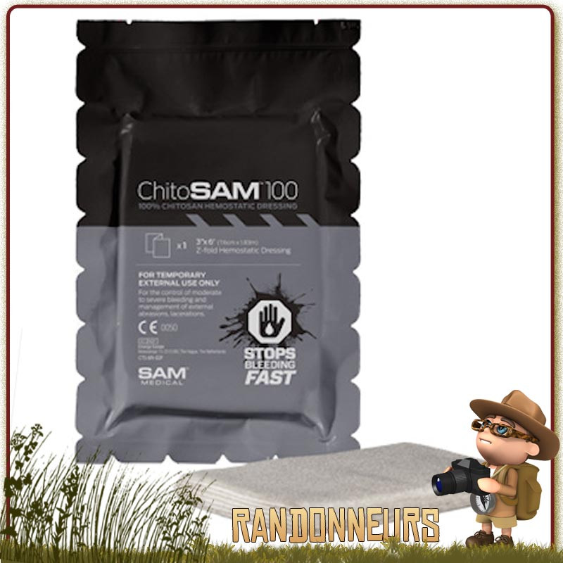 Compresse de coagulation 7x180 Chito SAM 100 de premiers soins secours
